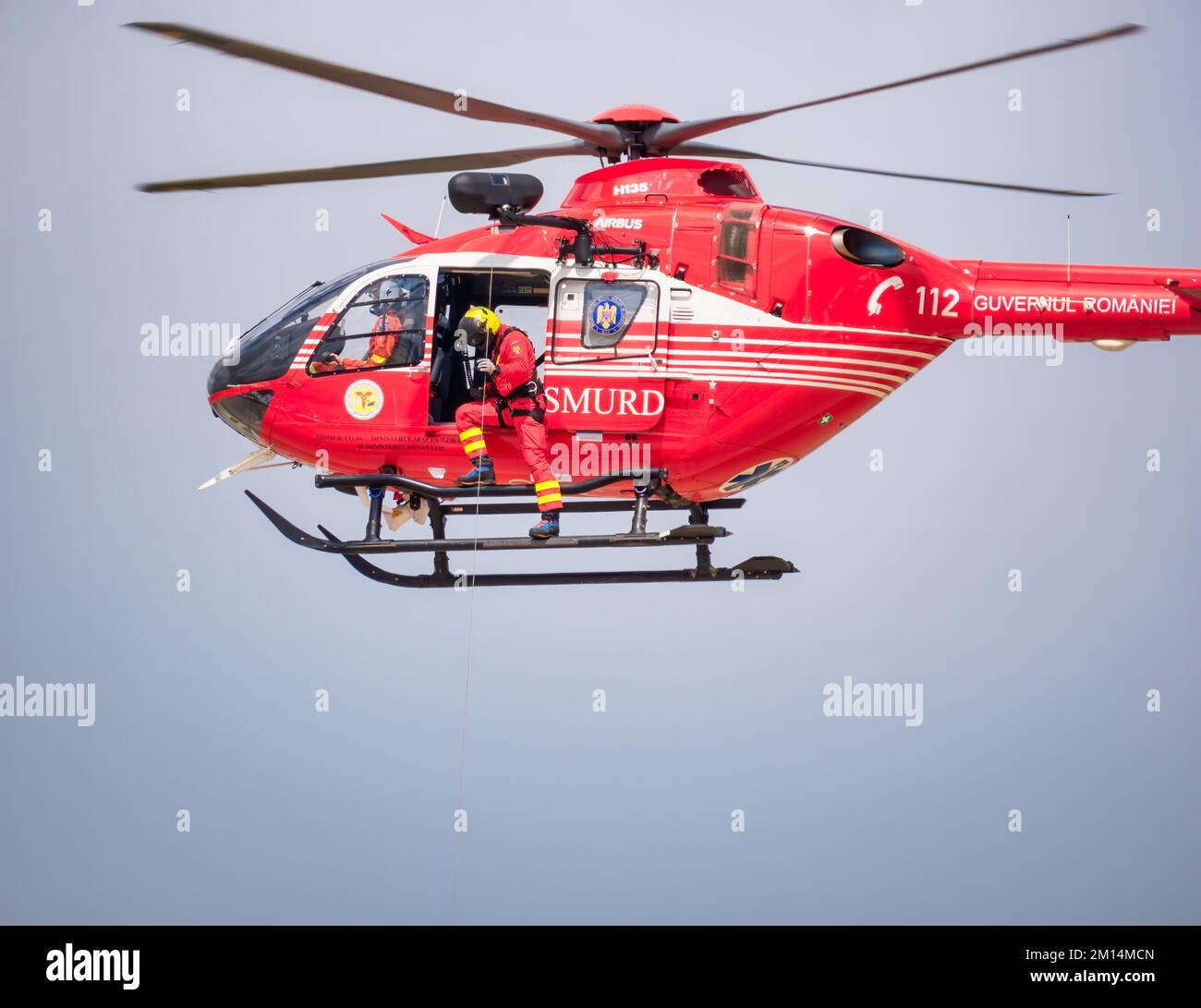 Bucharest, Romania -September 2022: SMURD helicopter flying against ...