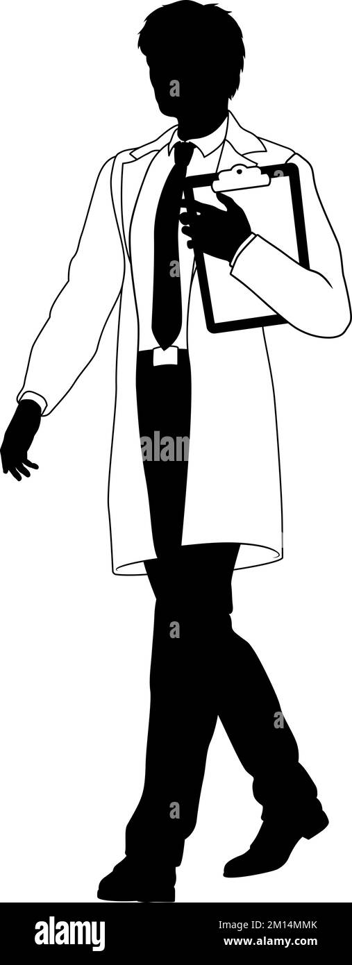 Scientist Engineer Survey Clipboard Man Silhouette Stock Vector Image ...