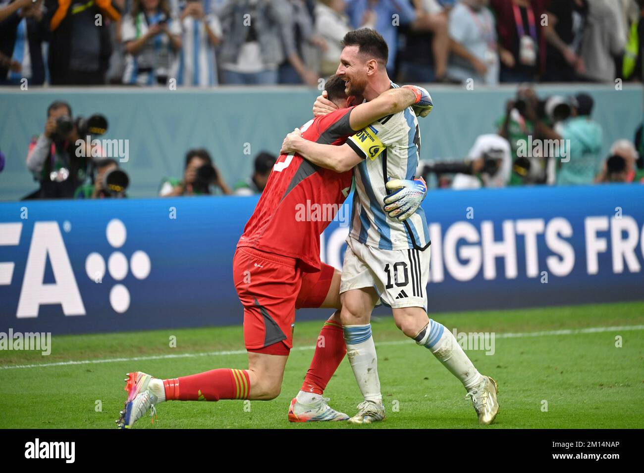 final jubilation Lionel MESSI (ARG) with goalwart MARTINEZ Emiliano ...