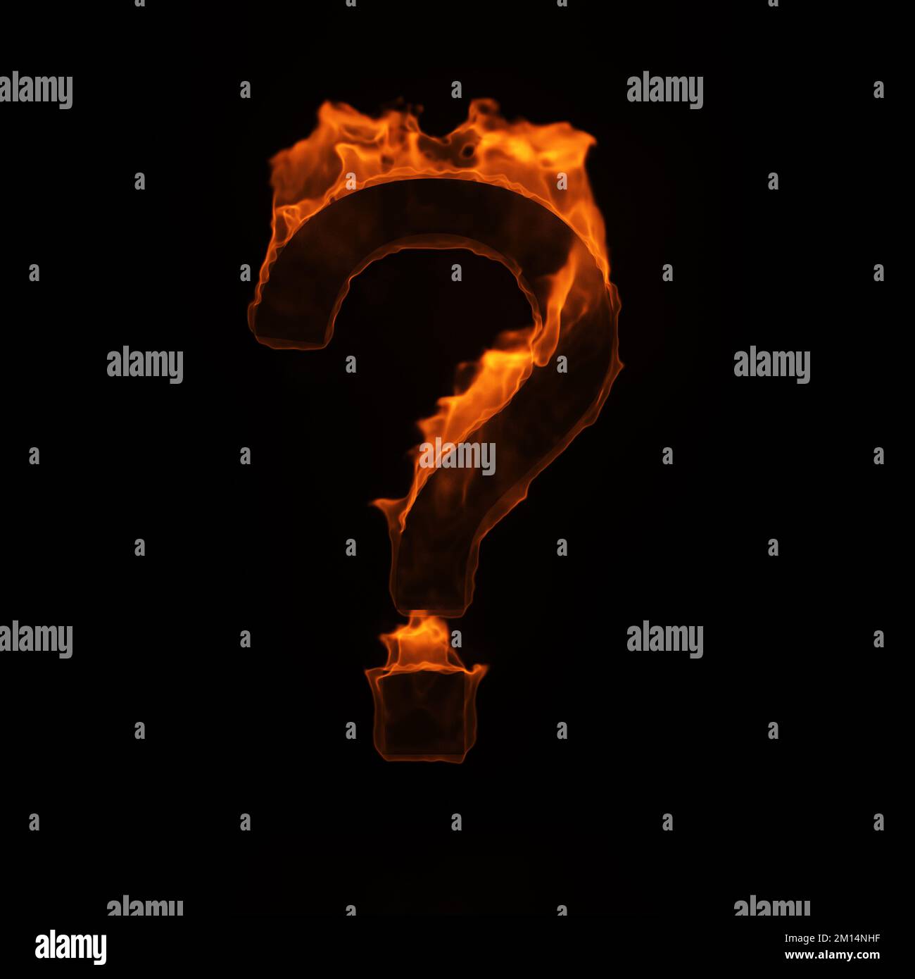 burning question mark symbol on black background. 3d rendering Stock ...