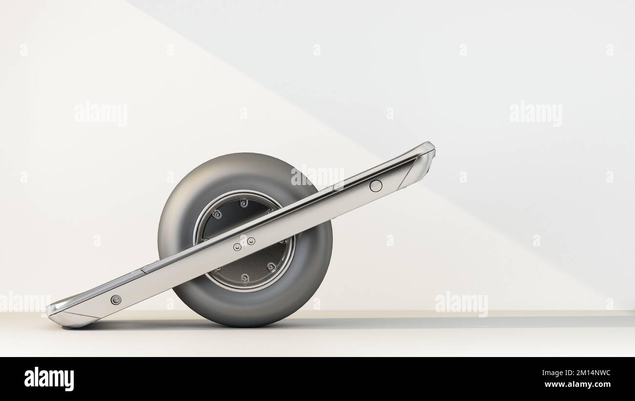 One Wheel Hoverboard side view with copy space. 3d rendering Stock ...