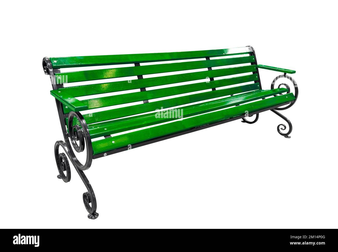 Park bench isolated on a white background. Wooden garden bench isolated ...