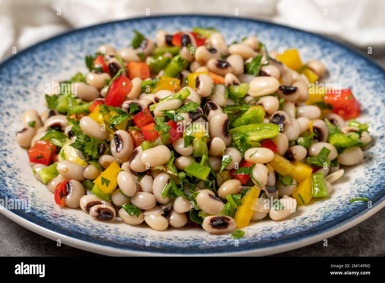 Dried cowpea salad on a dark background. Turkish cuisine appetizer ...