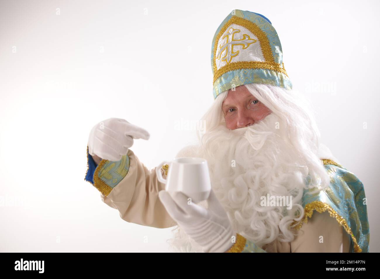 Sinterklaas portrait. USA on a white background. Dutch Santa Claus St ...