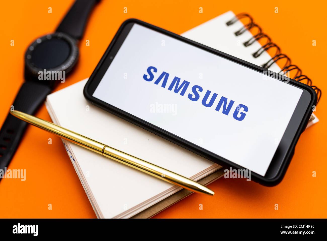 Poland. 7th Dec, 2022. In this photo illustration a Samsung logo seen ...