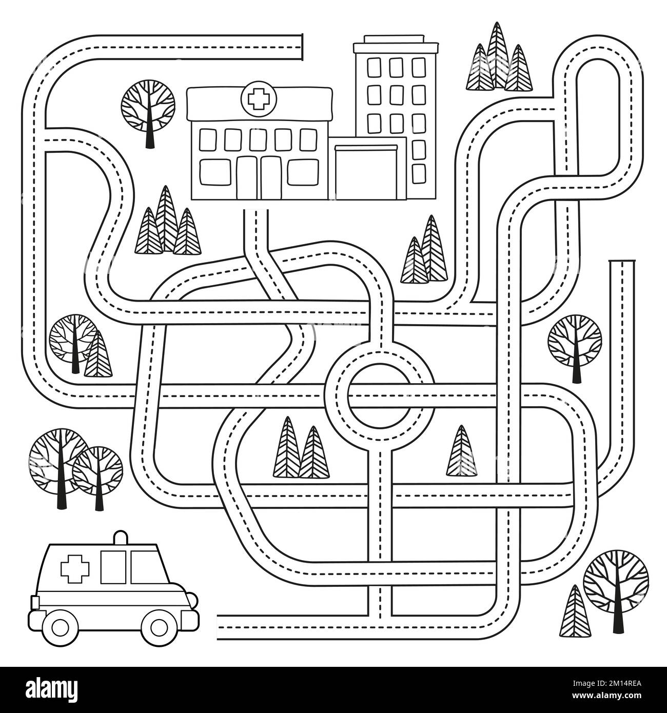 Vector maze game for kids with vehicles and tangled road. Labyrinth ...
