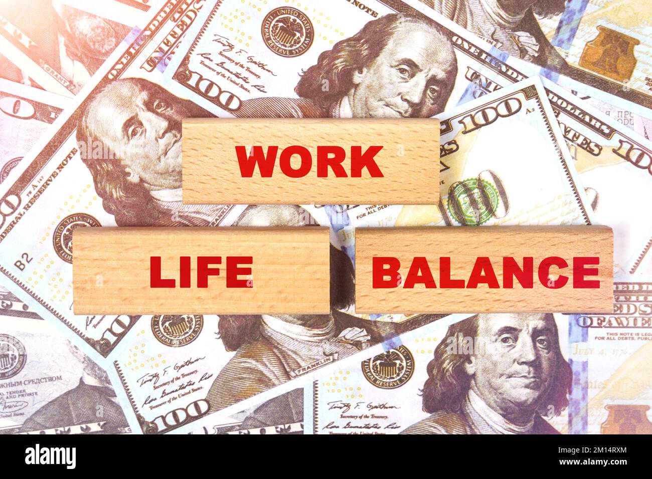 Business concept. Against the background of dollar bills, the text is ...