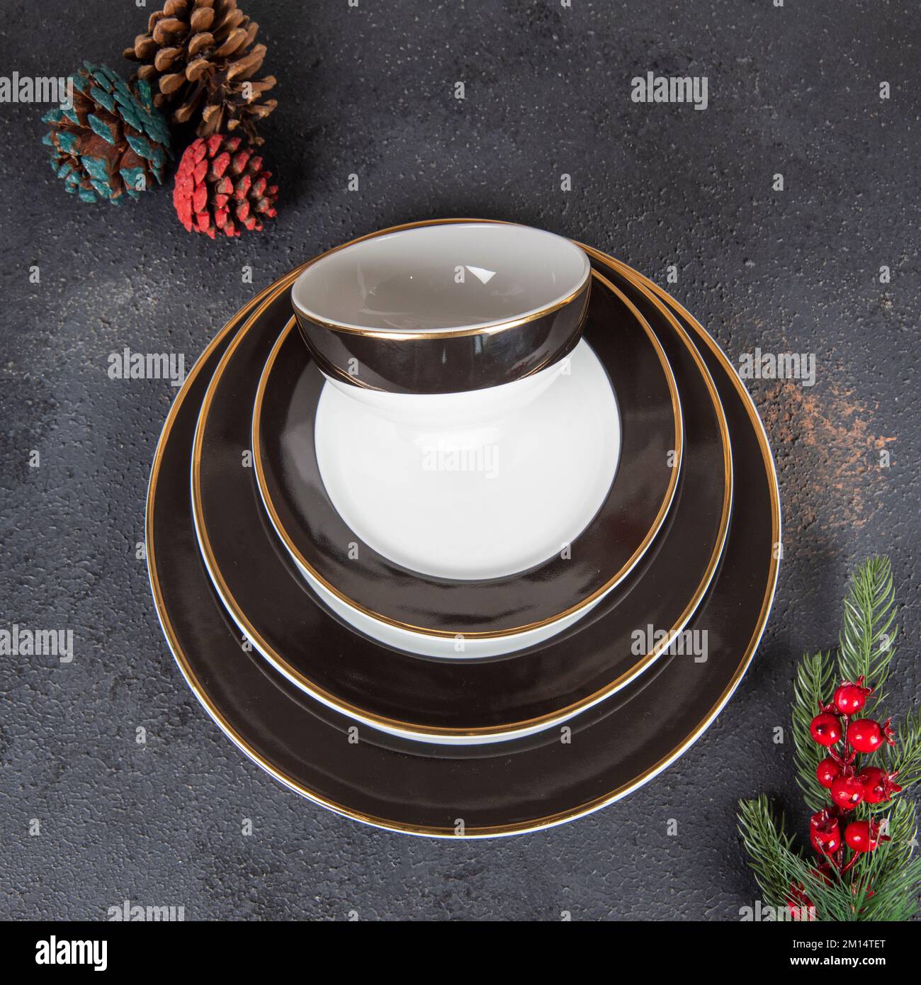 oriental designed luxury dinner plates with gold detailed Stock Photo ...