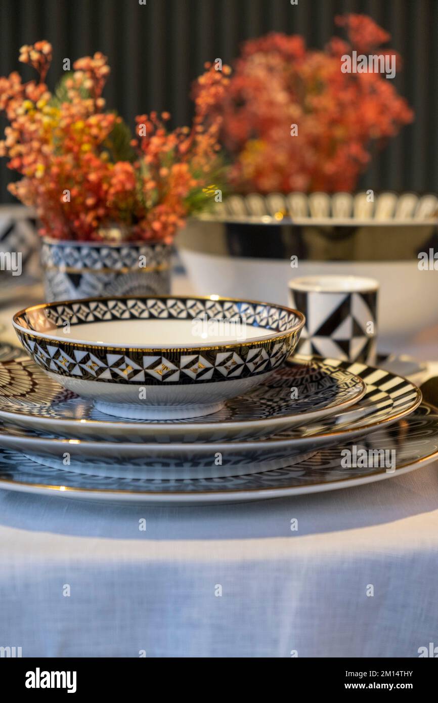 luxury design dish set on the table Stock Photo - Alamy
