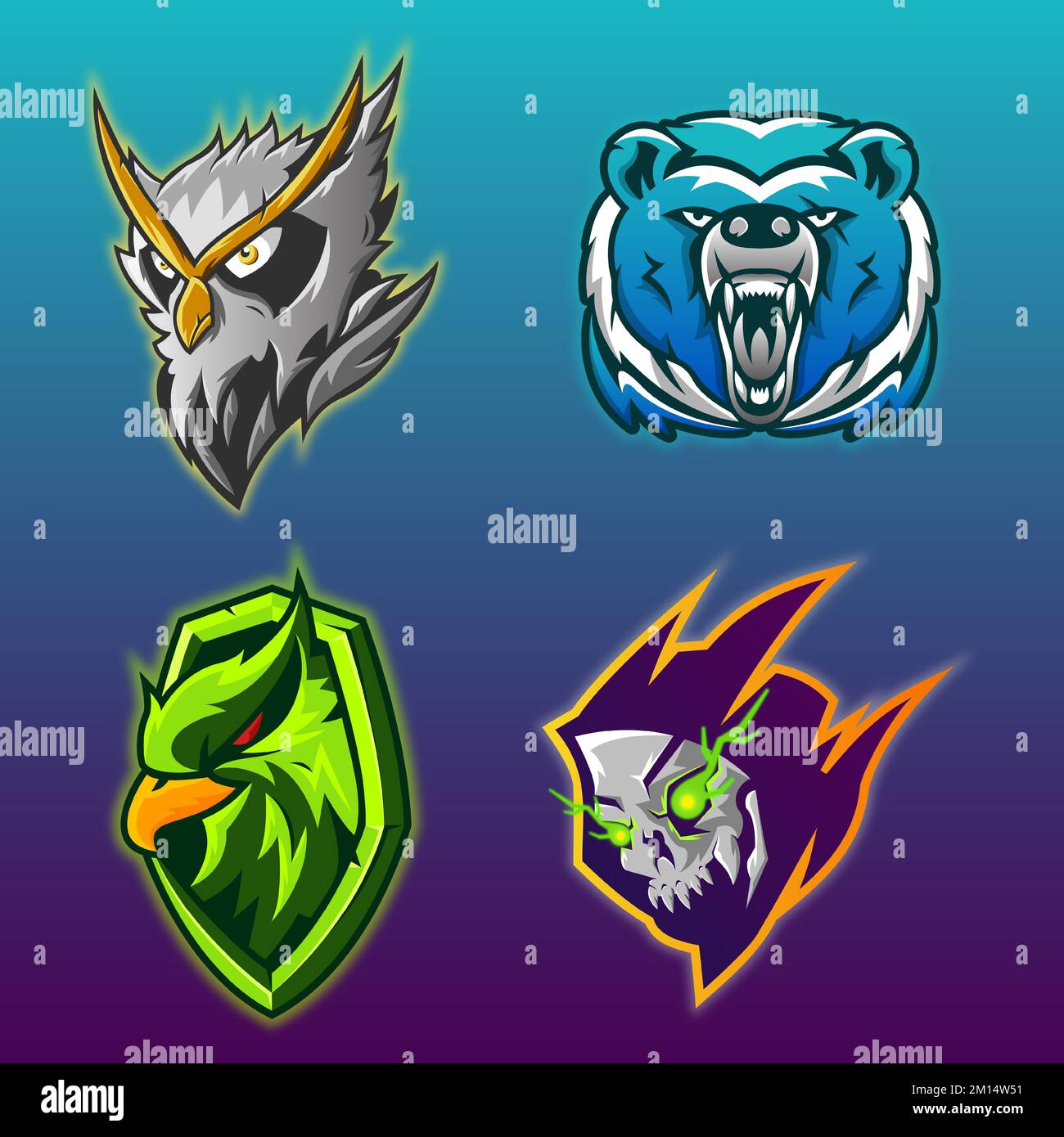 Four eSports vector logo designs with animal heads Stock Vector Image ...