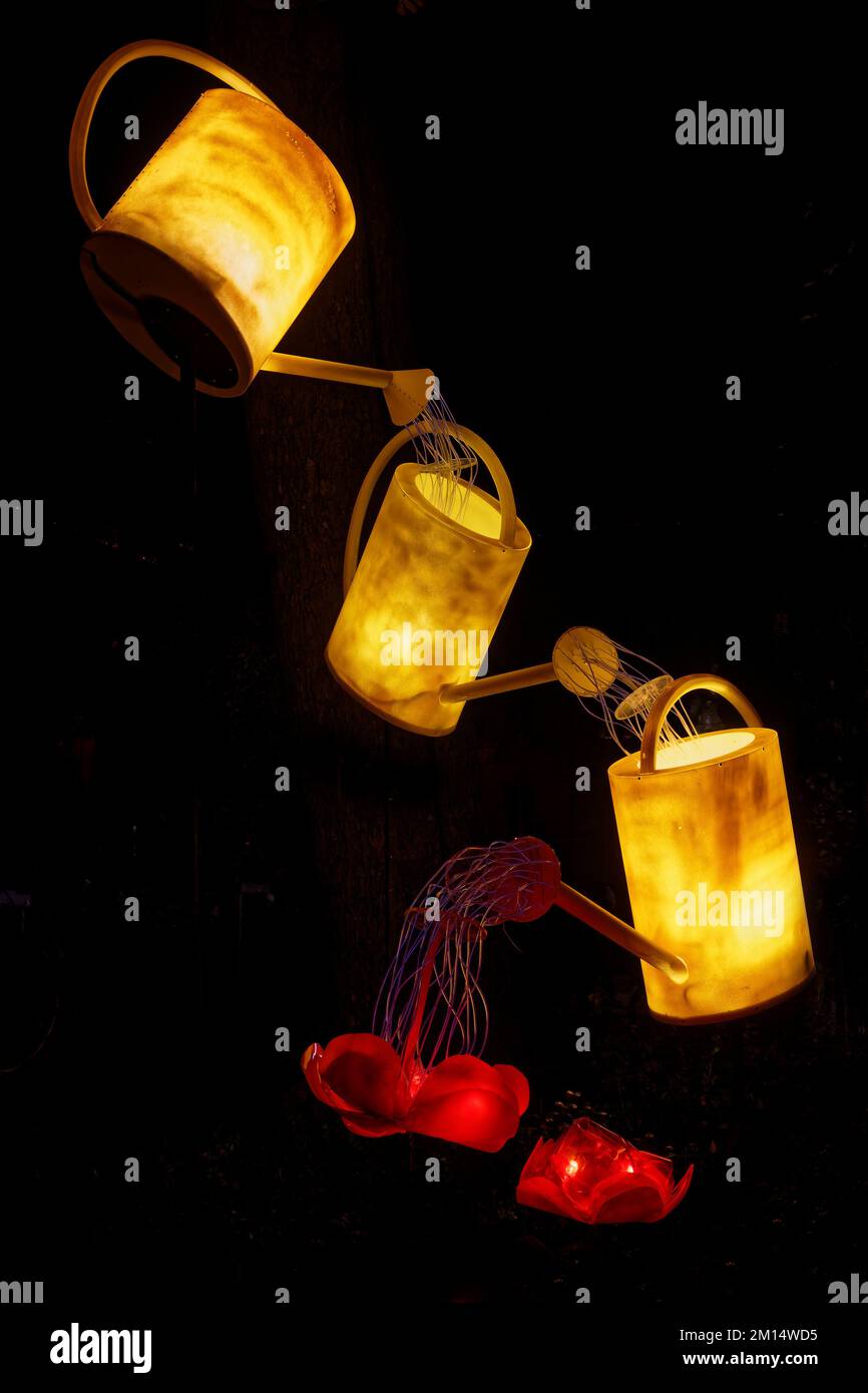 LYON, FRANCE, December 8, 2022 : Illuminations of Festival of Lights ...