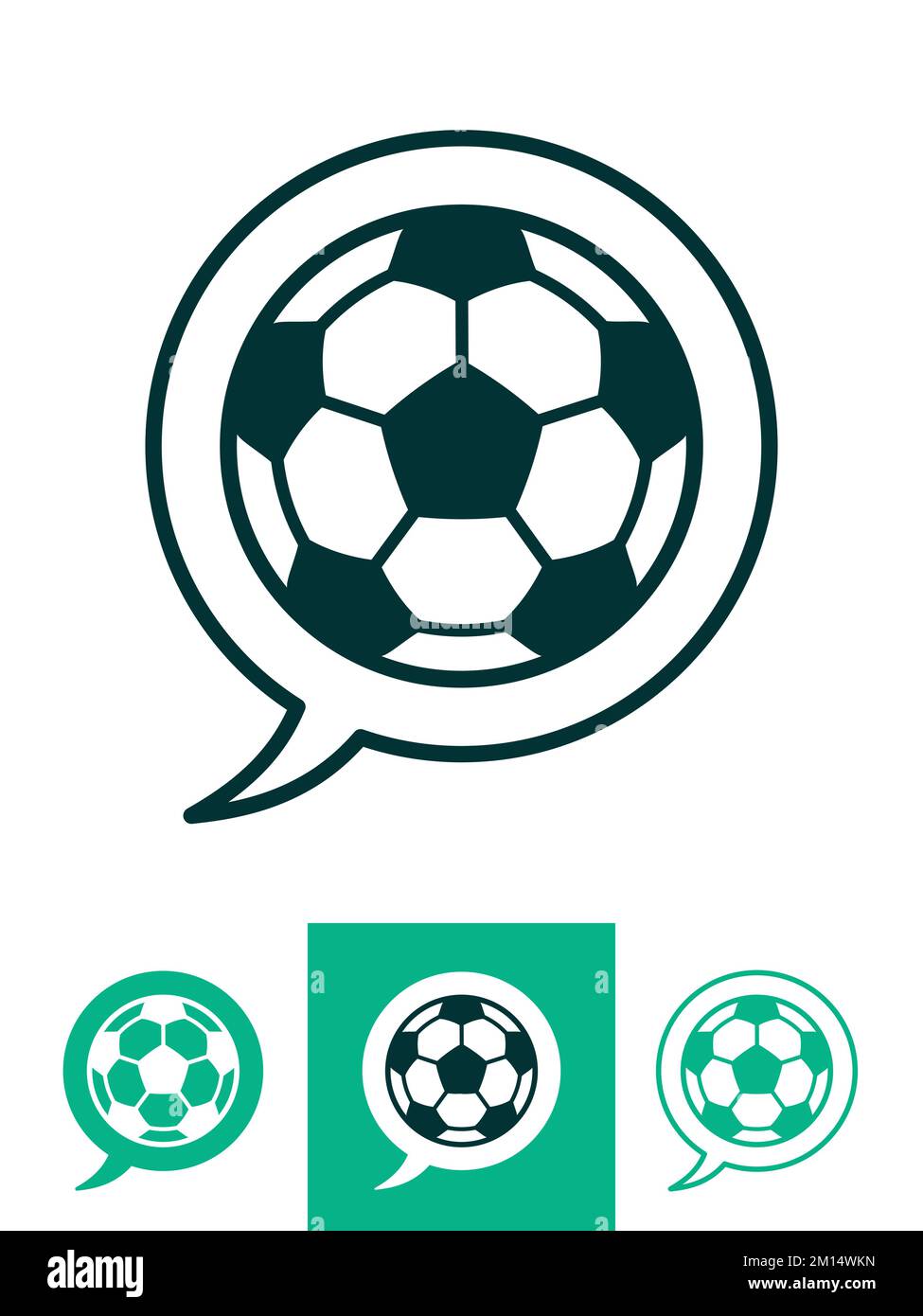 Football ball sign icon set with speech bubble. Soccer Sport symbol ...