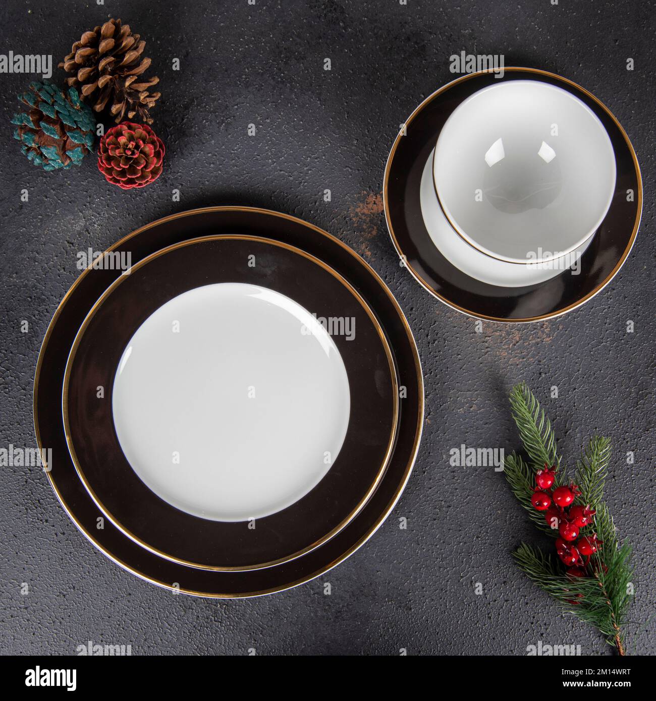 oriental designed luxury dinner plates with gold detailed Stock Photo ...