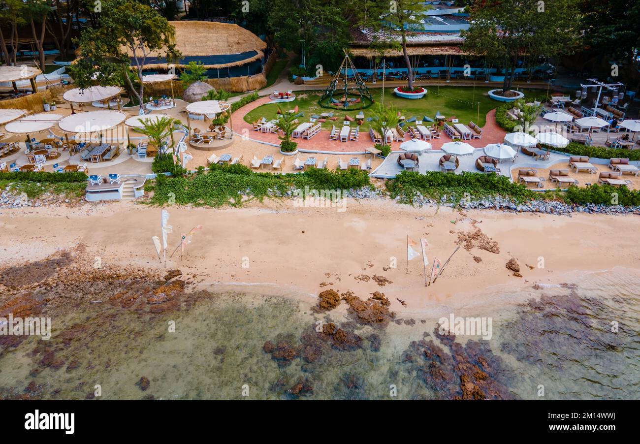 Pattaya Thailand December 2022, Drone view at the cafe restaurant the ...