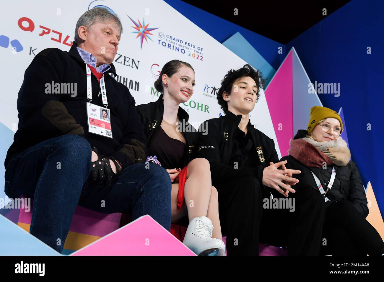 Darya GRIMM & Michail SAVITSKIY (GER), at Kiss & Cry, during Junior Ice ...