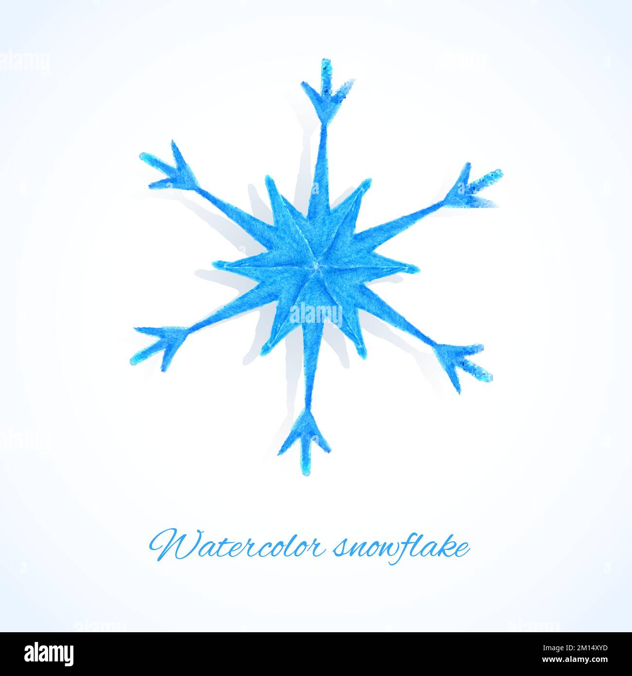 Blue hand drawn watercolor snowflake. Vector illustration Stock Vector ...