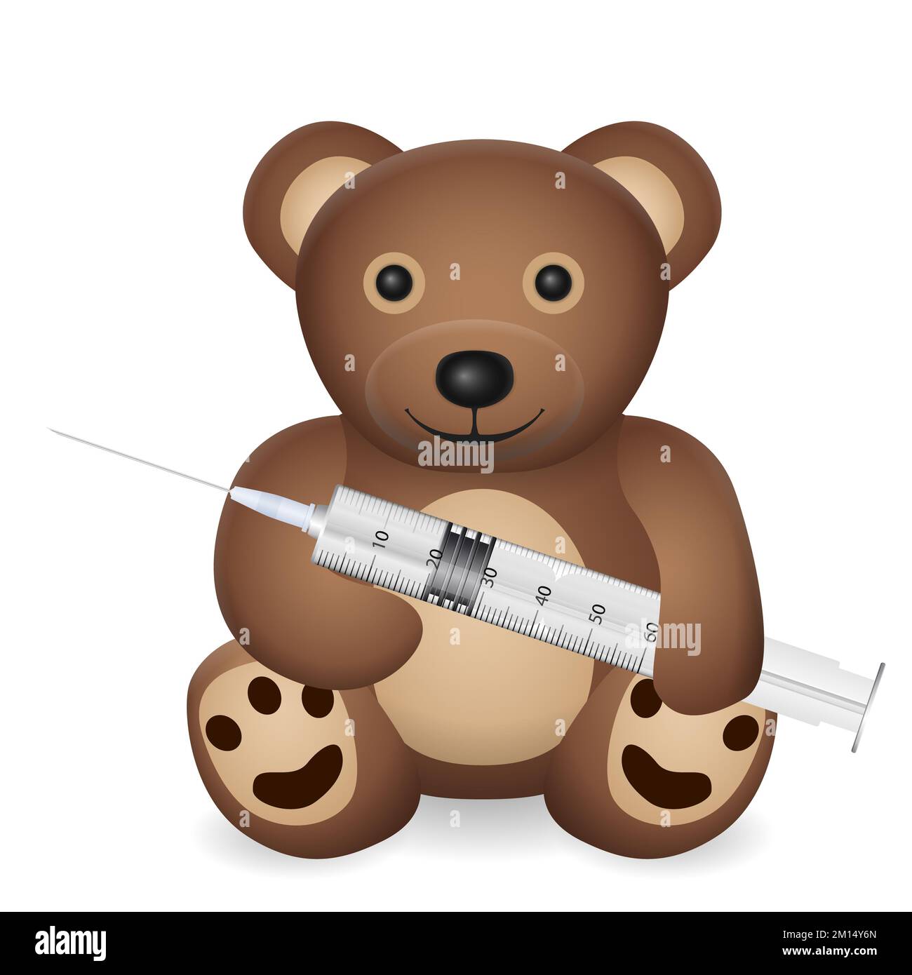 Teddy bear with syringe on a white background. Vector illustration ...