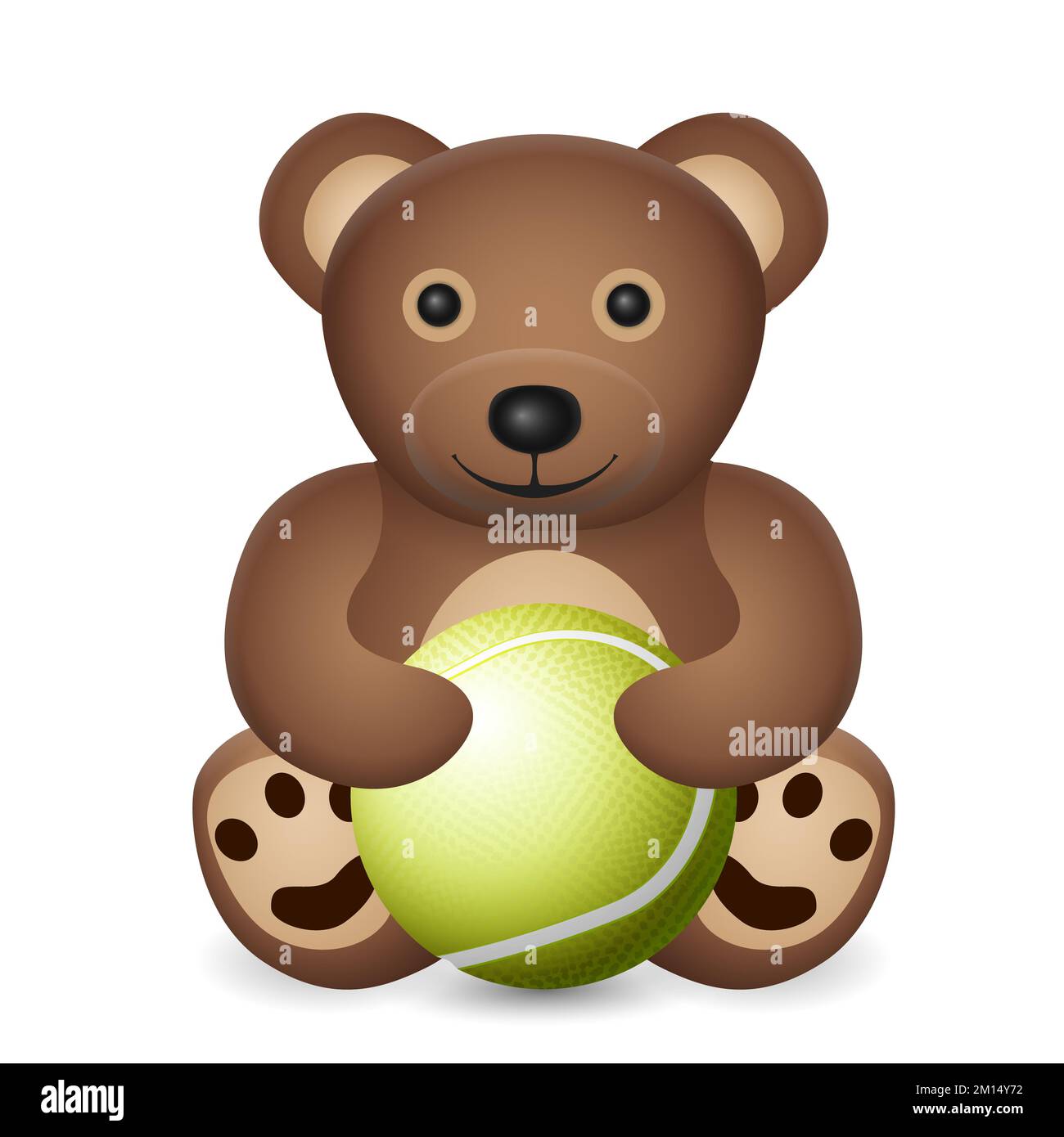 Teddy bear with tennis ball on a white background. Vector illustration ...