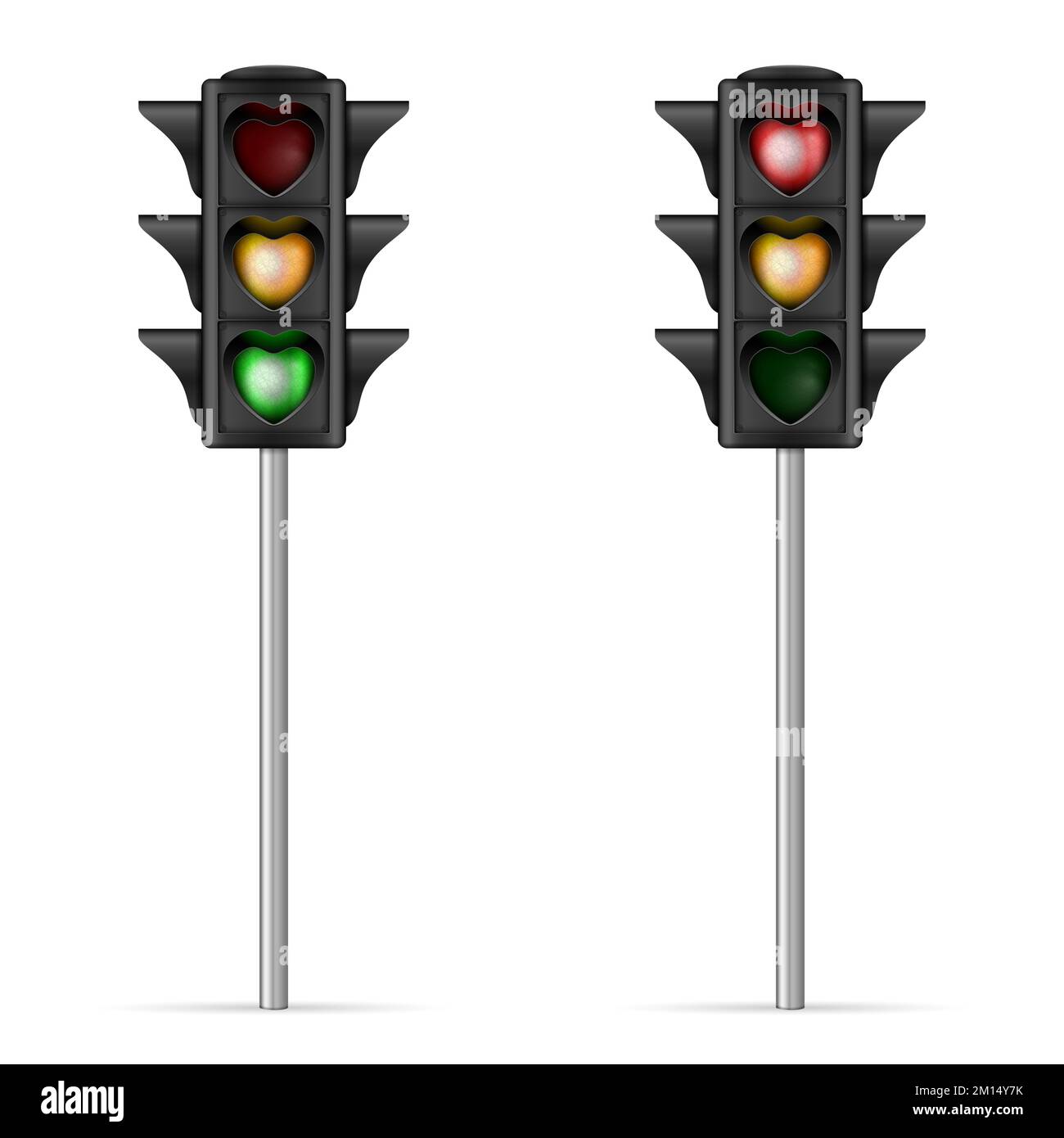 Traffic light heart shape set on a white background. Vector ...