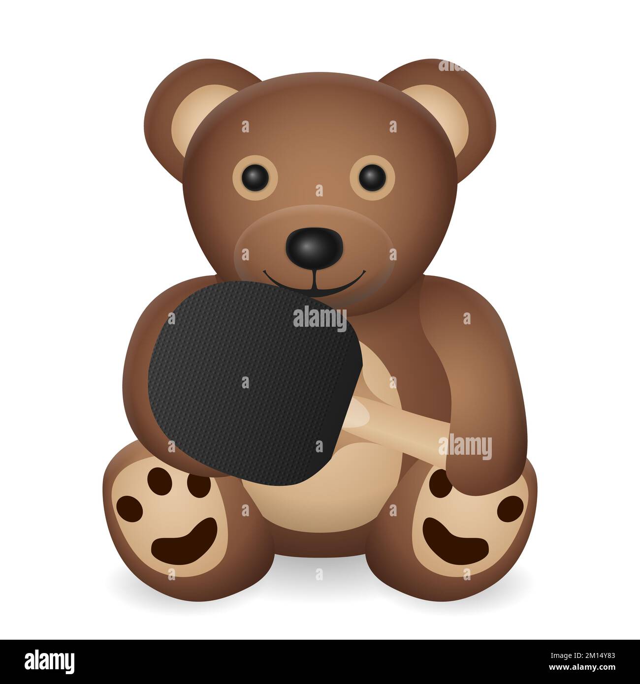Teddy bear with table tennis bat on a white background. Vector ...