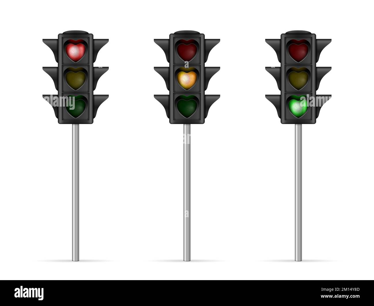 Traffic light heart shape set on a white background. Vector ...