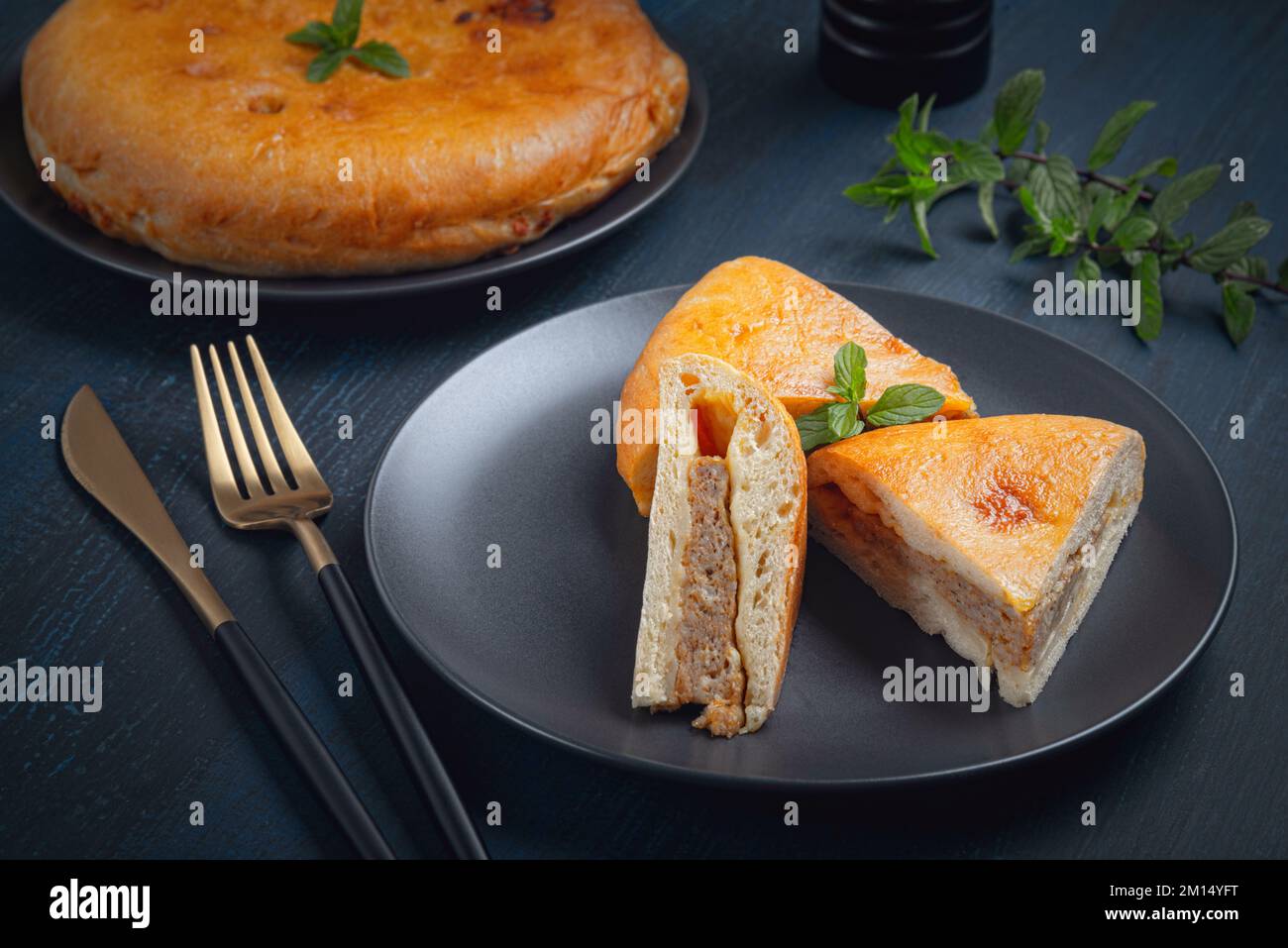 Slice chicken pie on hi-res stock photography and images - Alamy