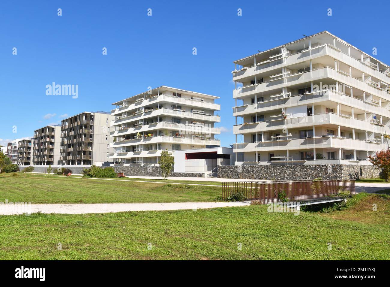 Attractive, airy, balconied six-storey apartment buildings overlooking ...