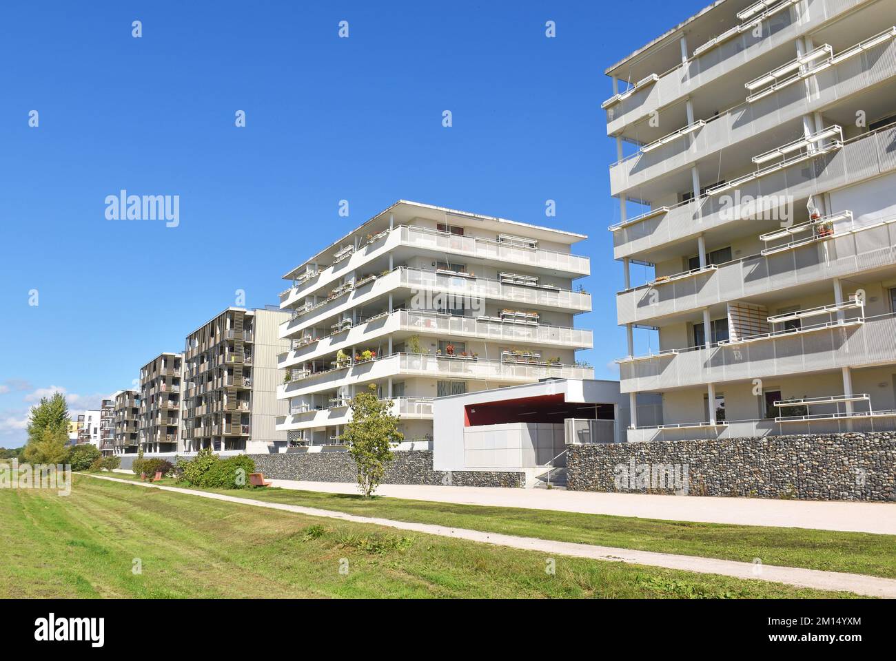 Attractive, airy, balconied six-storey apartment buildings overlooking ...