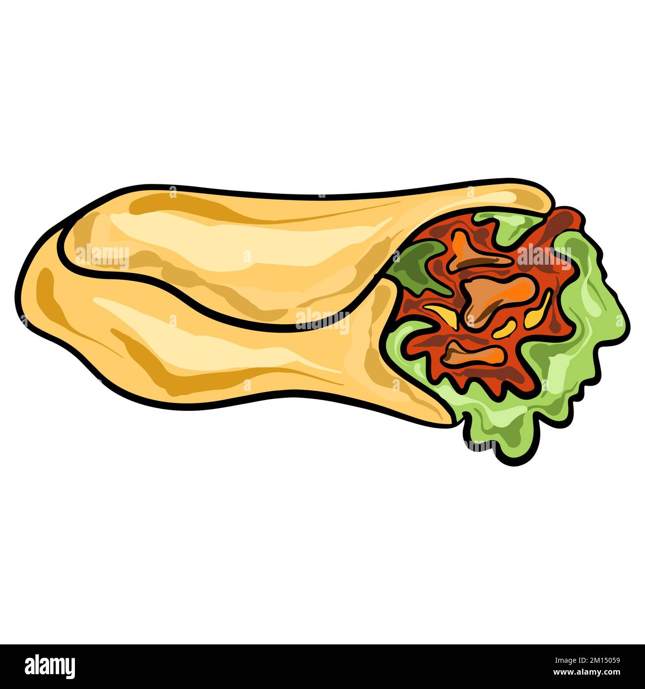 Vector Tortilla, quesadilla in cartoon style on white background Stock ...