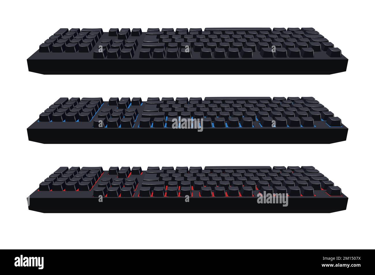 Mechanical and Gaming Keyboard Front View on Table Vector Illustration ...