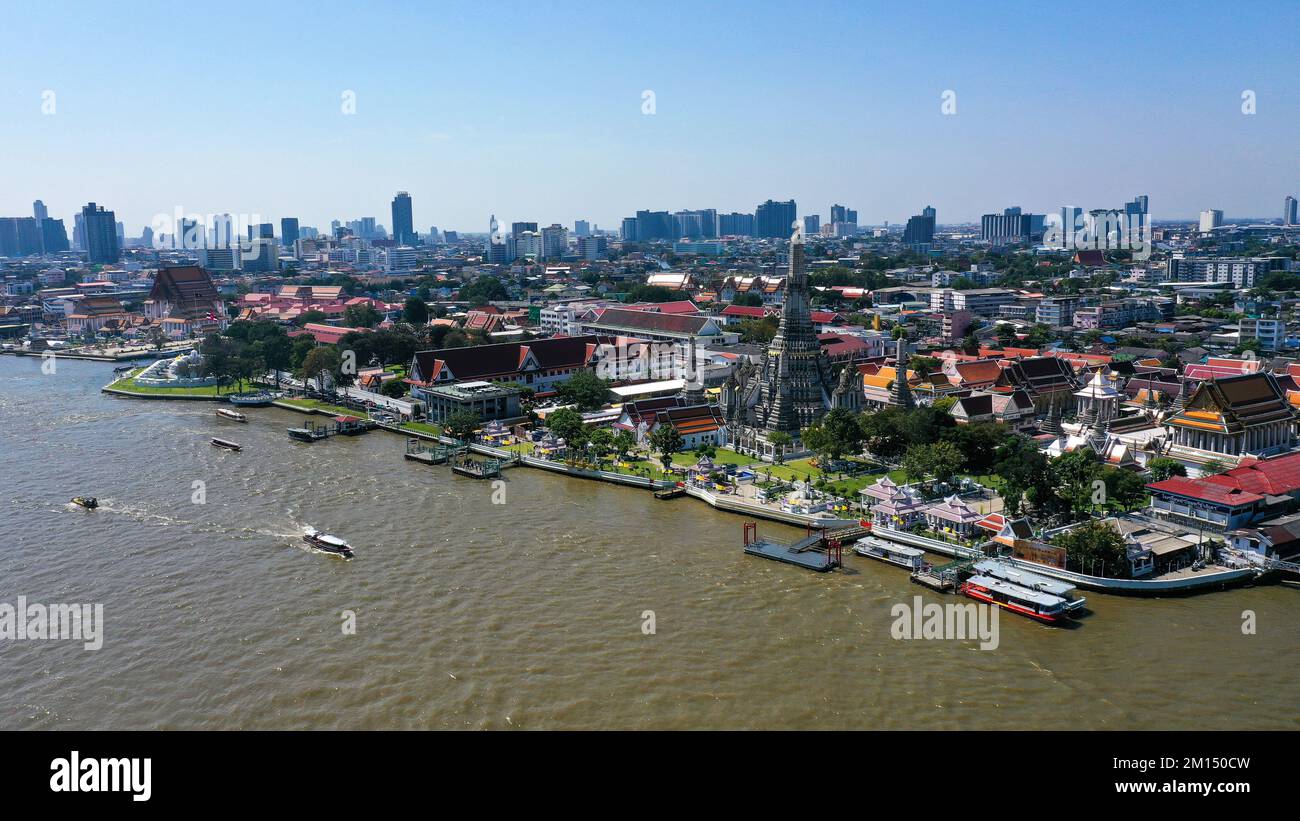 Aerial view of Temple of the Dawn Wat Arun, Bangkok, Thailand Stock ...