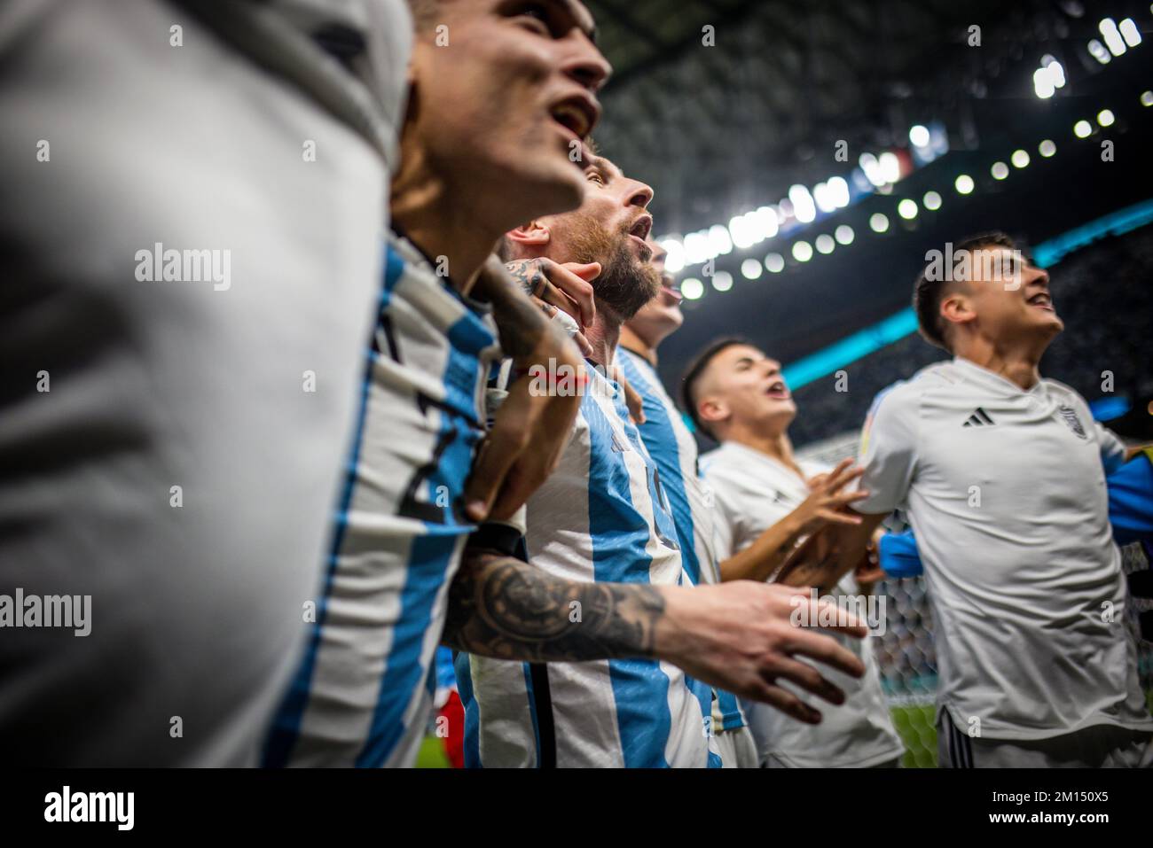 Doha, Qatar. 9th Dec, 2022. Lionel Messi (Arg) celebrate the entry into ...