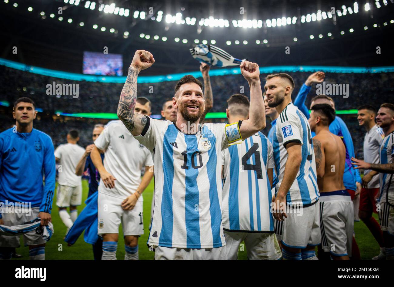 Doha, Qatar. 9th Dec, 2022. Lionel Messi (Arg) celebrate the entry into ...