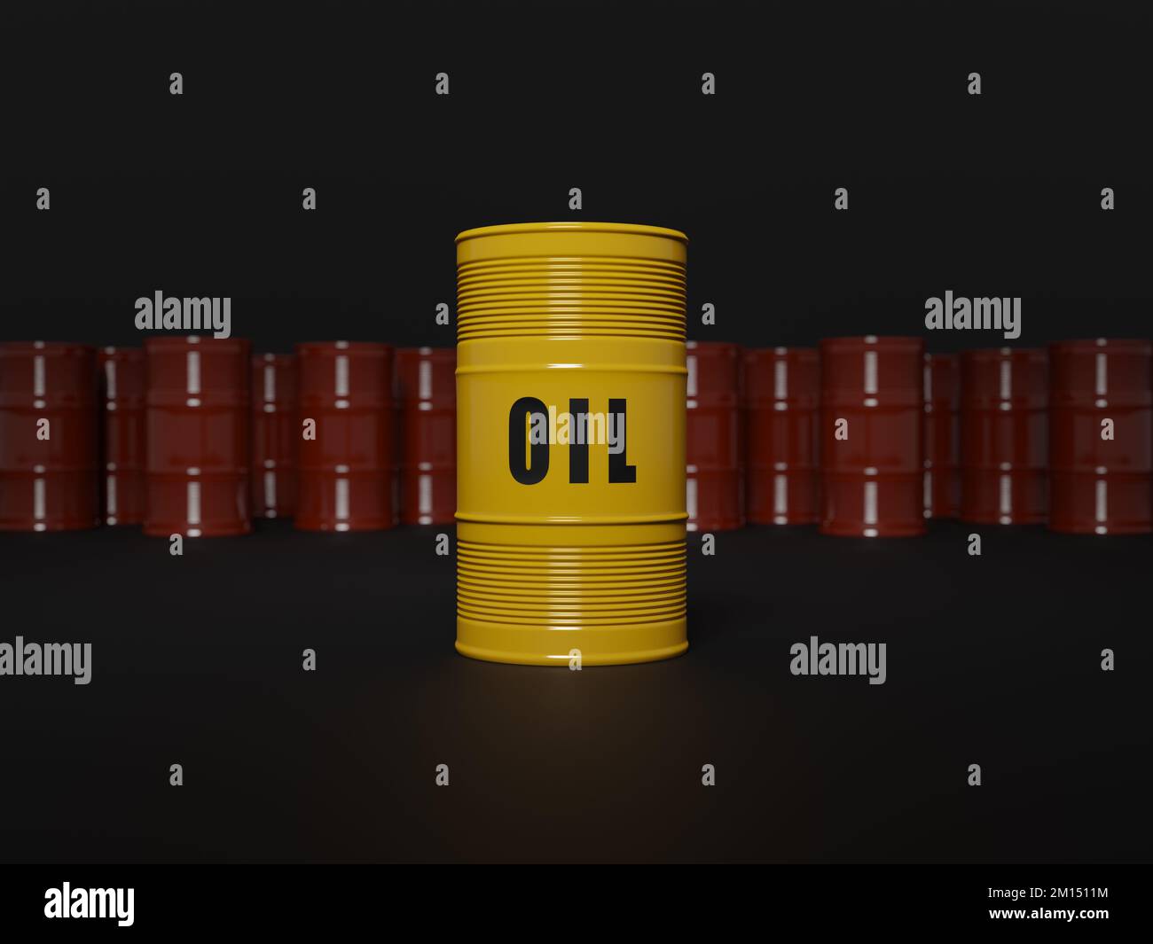 Yellow barrel with Oil sign, 3d rendering. Fossil fuel trading, oil and ...