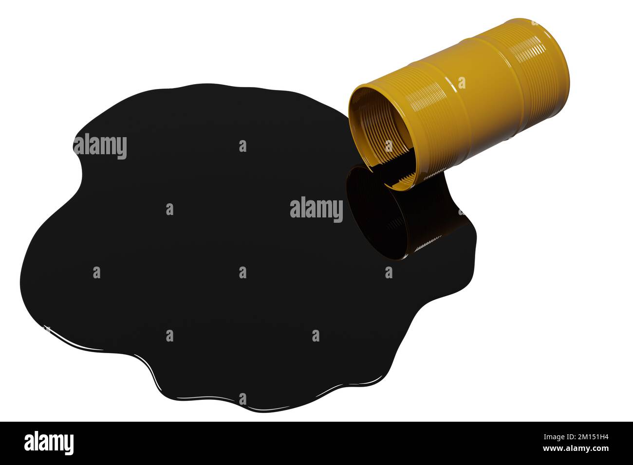 Oil spilled out of a barrel, 3d rendering. Fossil fuel pollution, oil ...