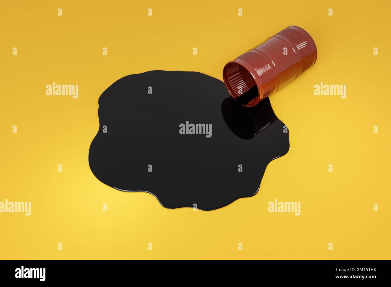 Oil spilled out of a barrel, 3d rendering. Fossil fuel pollution, oil ...