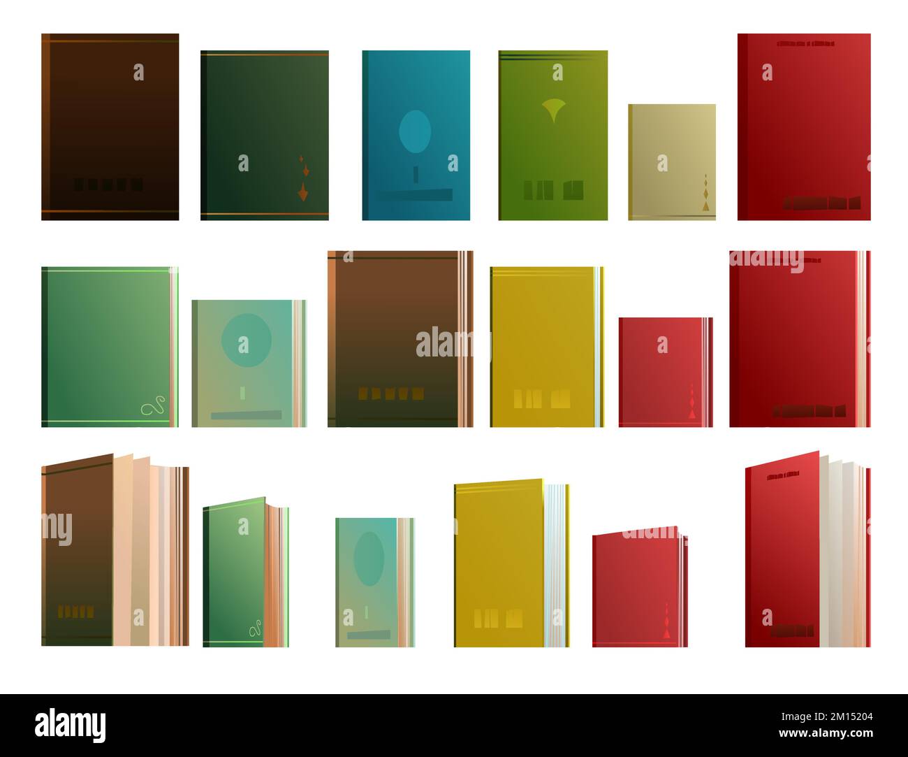 Set books objects. Front view. Great collection for reading. Library or ...