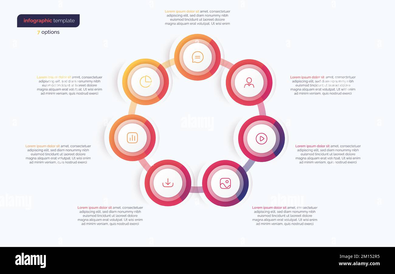 Seven option circle infographic design template. Vector illustration ...