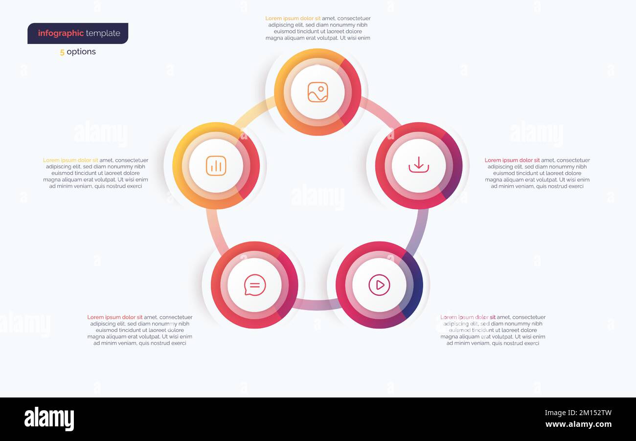 Five option circle infographic design template. Vector illustration ...