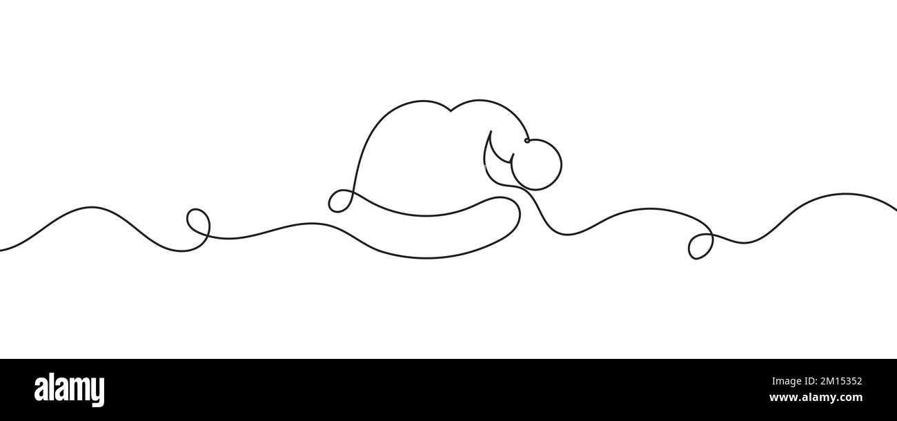 Christmas hat one line drawing. Vector illustration Stock Vector Image ...
