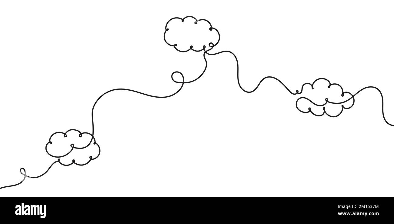 One line continuous clouds. Vector illustration Stock Vector Image ...