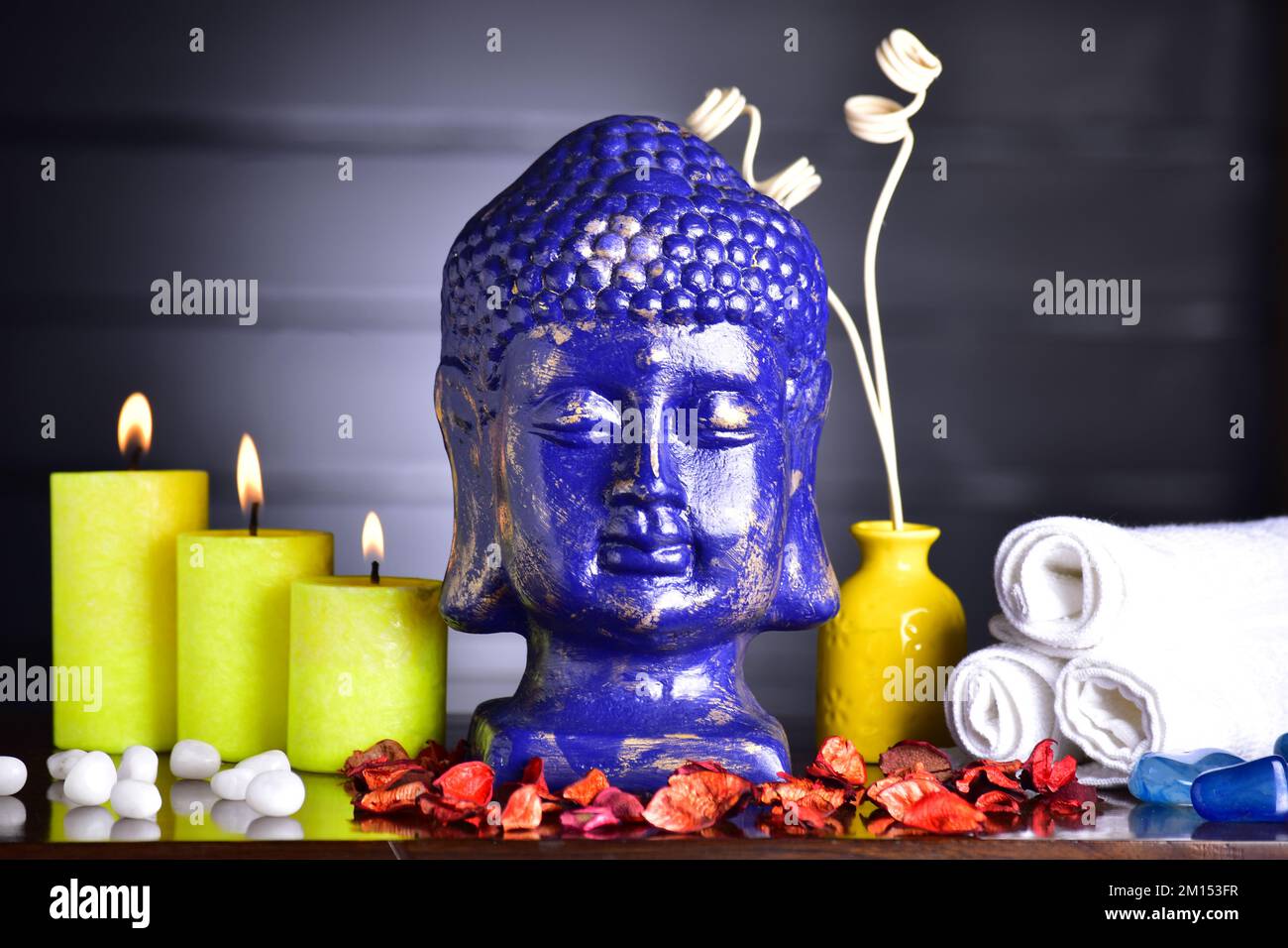 meditation home decor buddha statue with candles and reed diffuser ...