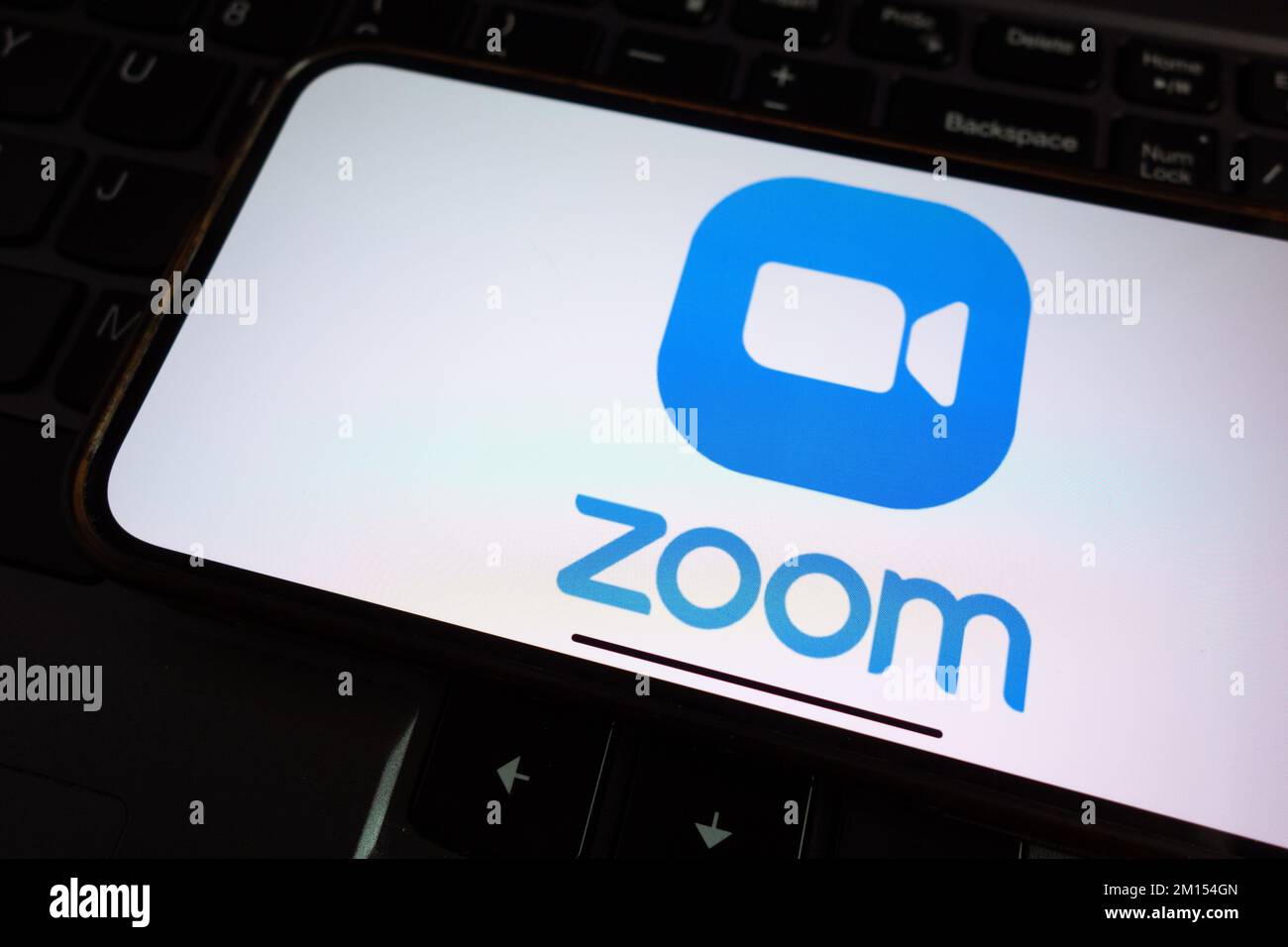 KONSKIE, POLAND - September 17, 2022: Zoom logo displayed on smartphone ...