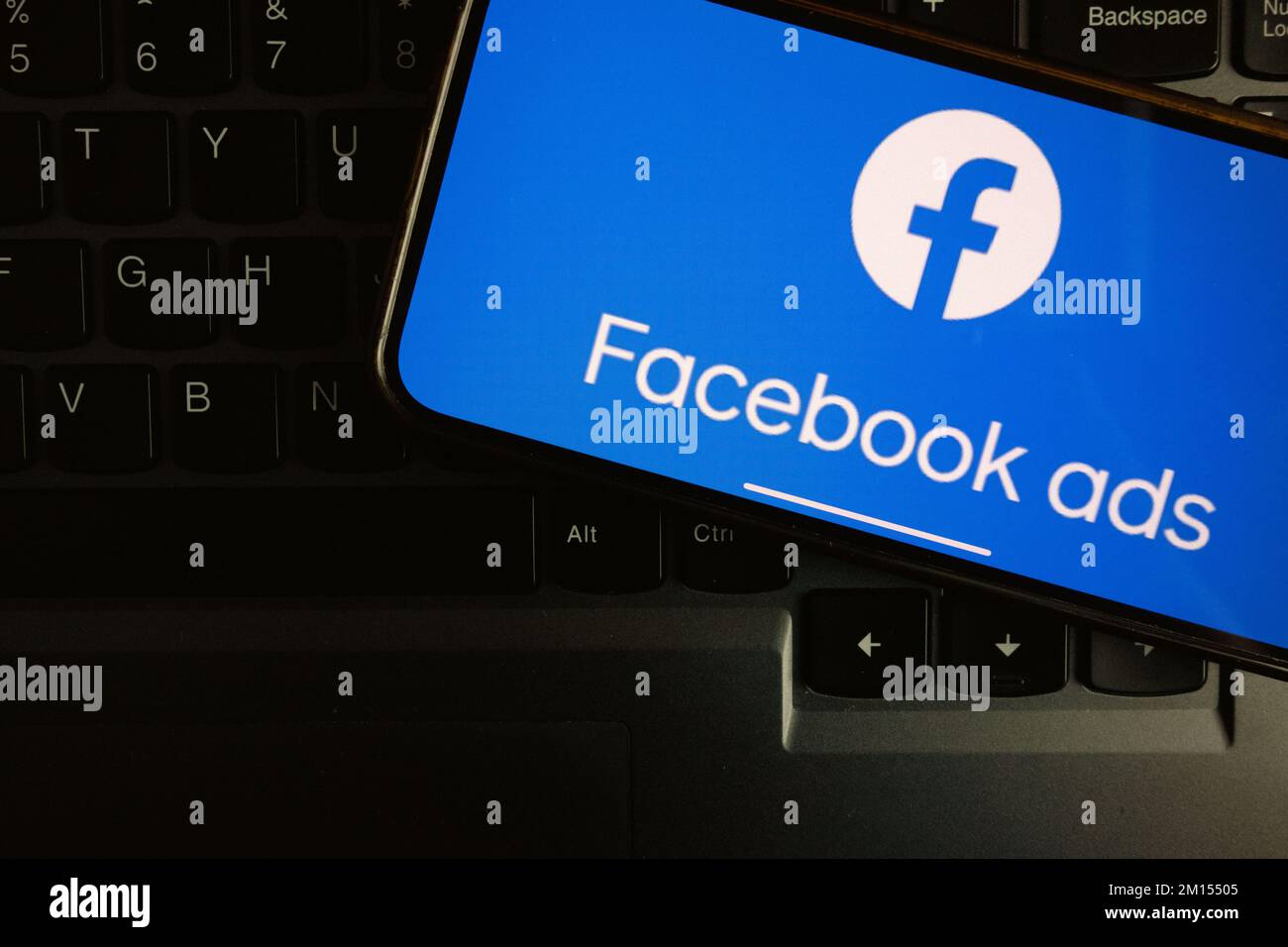 KONSKIE, POLAND - September 17, 2022: Facebook Ads logo displayed on ...