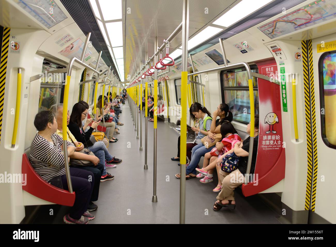 HONG KONG - APRIL 22: metro interior in Hong Kong, China on 22 April ...