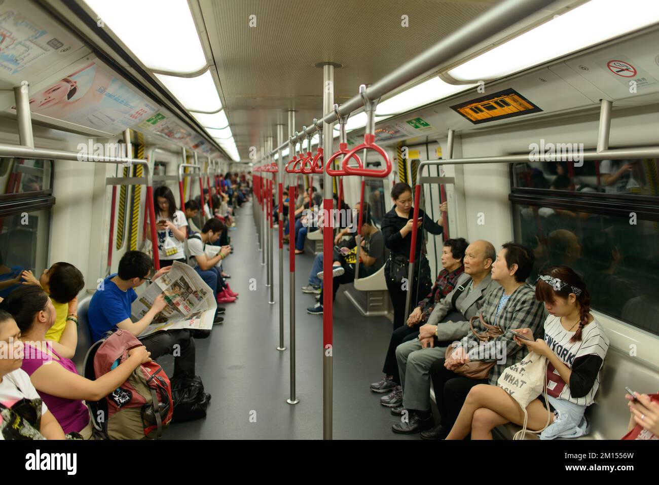 HONG KONG - APRIL 22: metro interior in Hong Kong, China on 22 April ...
