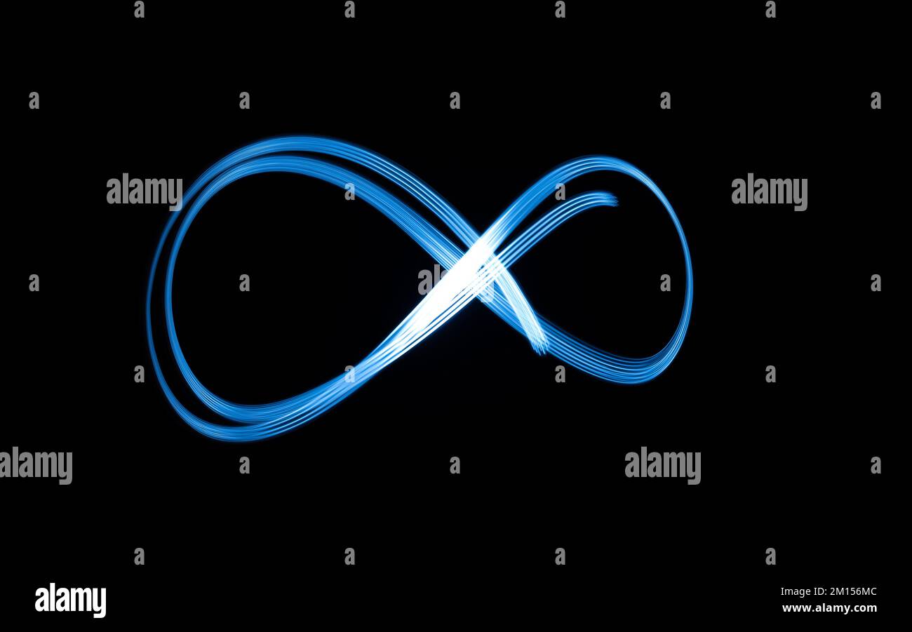 Infinity sign, drawing by light, flash of light in infinity Stock Photo ...