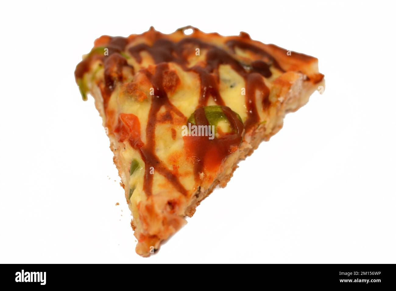 Chicken barbecue pizza with toppings of pieces of chicken, salami ...