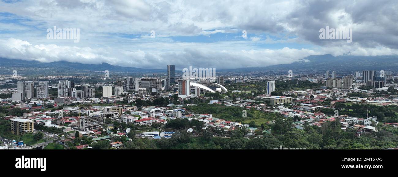 Aerial view of La Sabana Park, Costa Rica National Stadium and San Jose ...