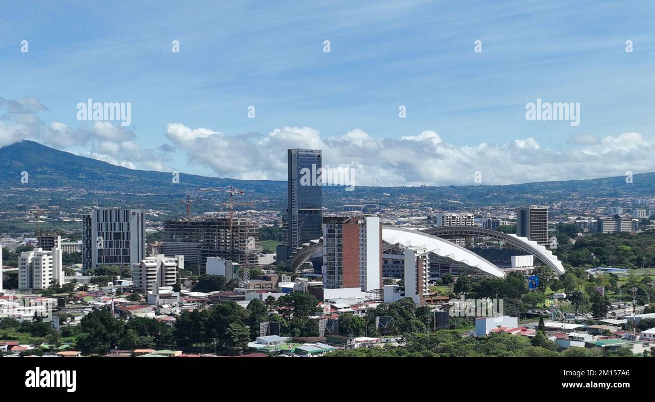 Aerial view of La Sabana Park, Costa Rica National Stadium and San Jose ...